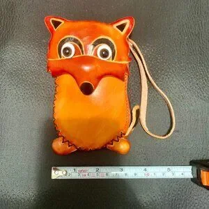 Handmade | Bags | Handmade Orange Leather Fox Coin Purse Cute Animal ...